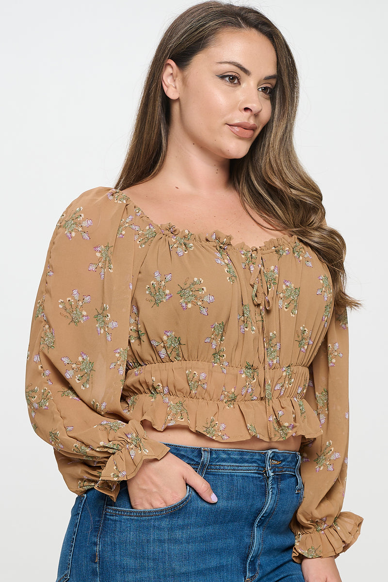 IT5647-PLUS | Tops | Junior Plus Floral Smocked Peasant Blouse – Talent ...